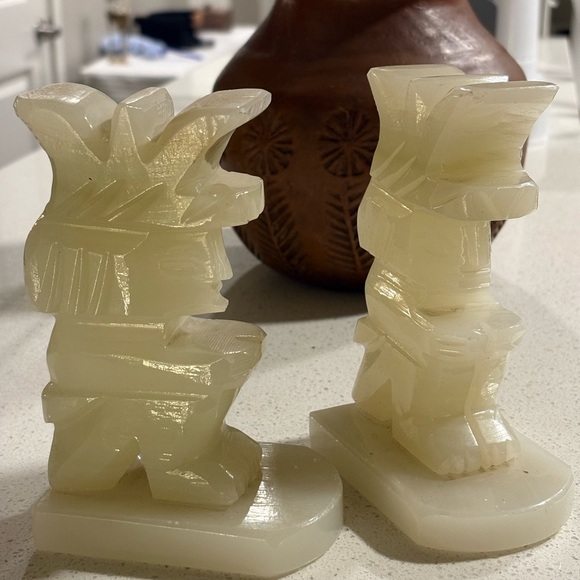 Accents | Vintage Onyx Native American Cream Carved Bookends | Poshmark